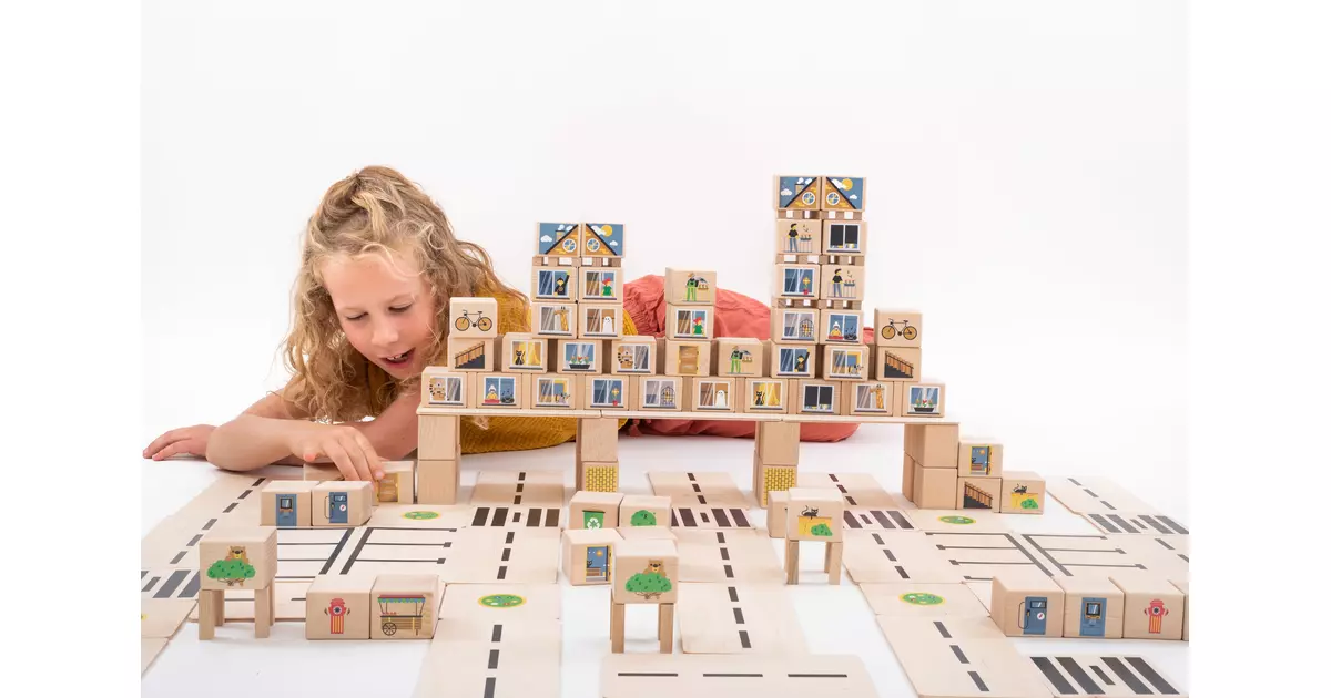 Klocki drewniane Just Blocks City średnie - Sklep RehaZakupy.pl